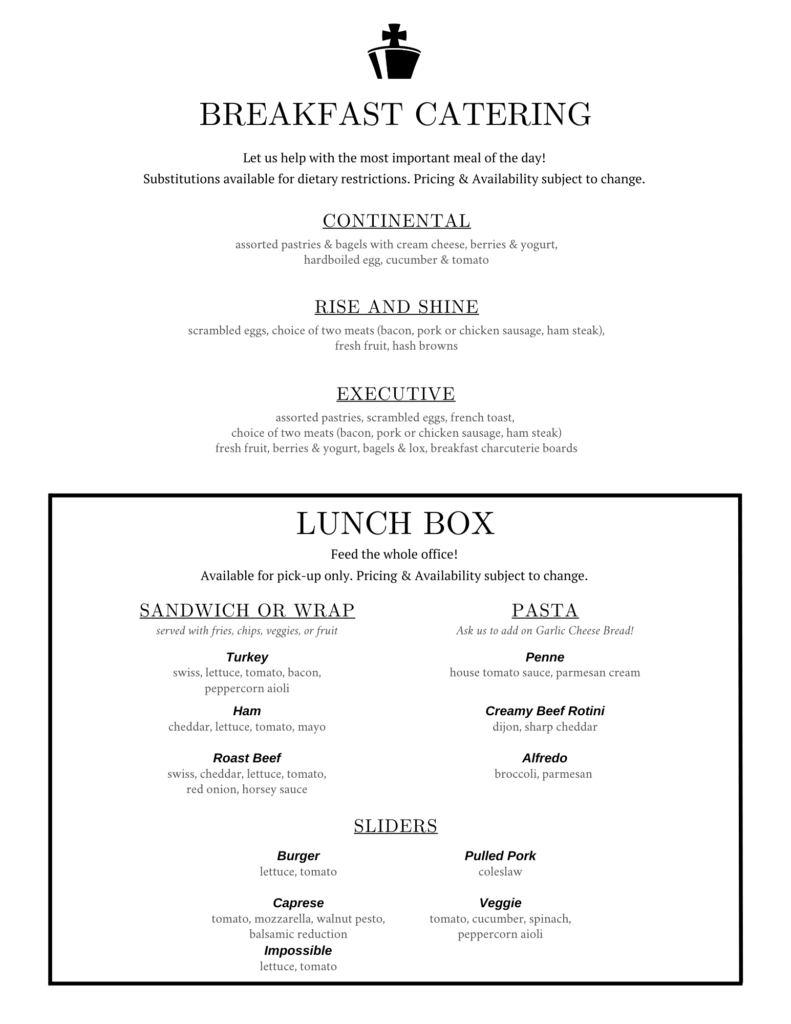 Catering & Private Events Menus - Kingside Diner