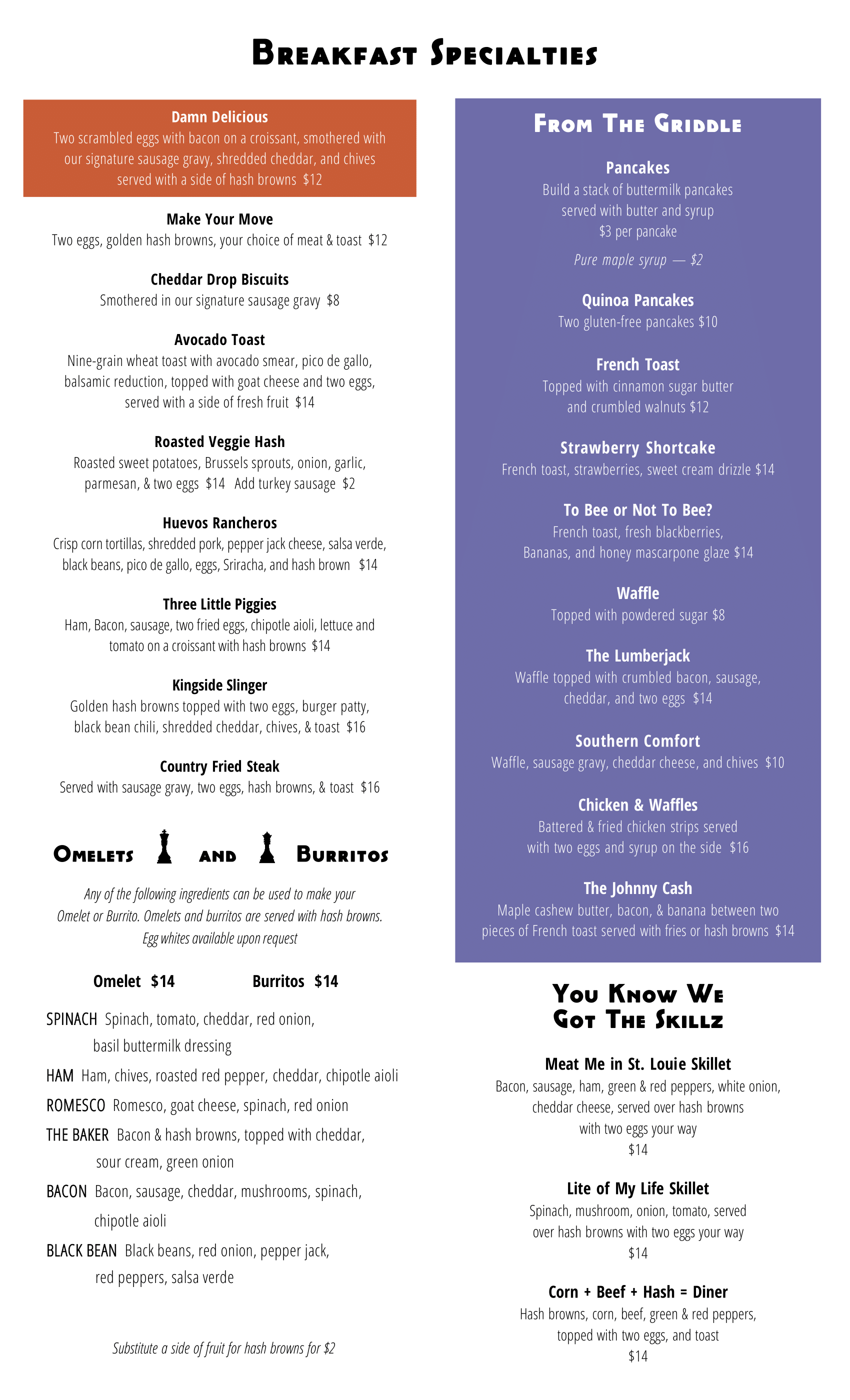 Breakfast & Lunch - Kingside Diner