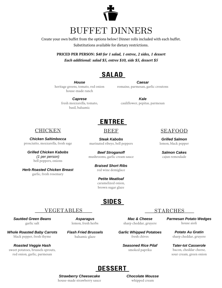 Catering & Private Events Menus - Kingside Diner